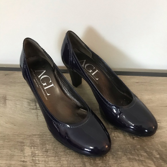 Agl | Shoes | Agl Dark Purple Patent Leather Pumps Heels Shoes | Poshmark